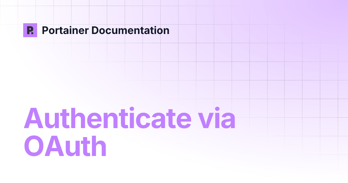 Authenticate via OAuth | Portainer Documentation